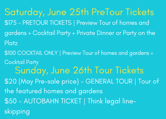 » $175 – PRETOUR TICKETS Preview Tour of homes and gardens + Cocktail ...